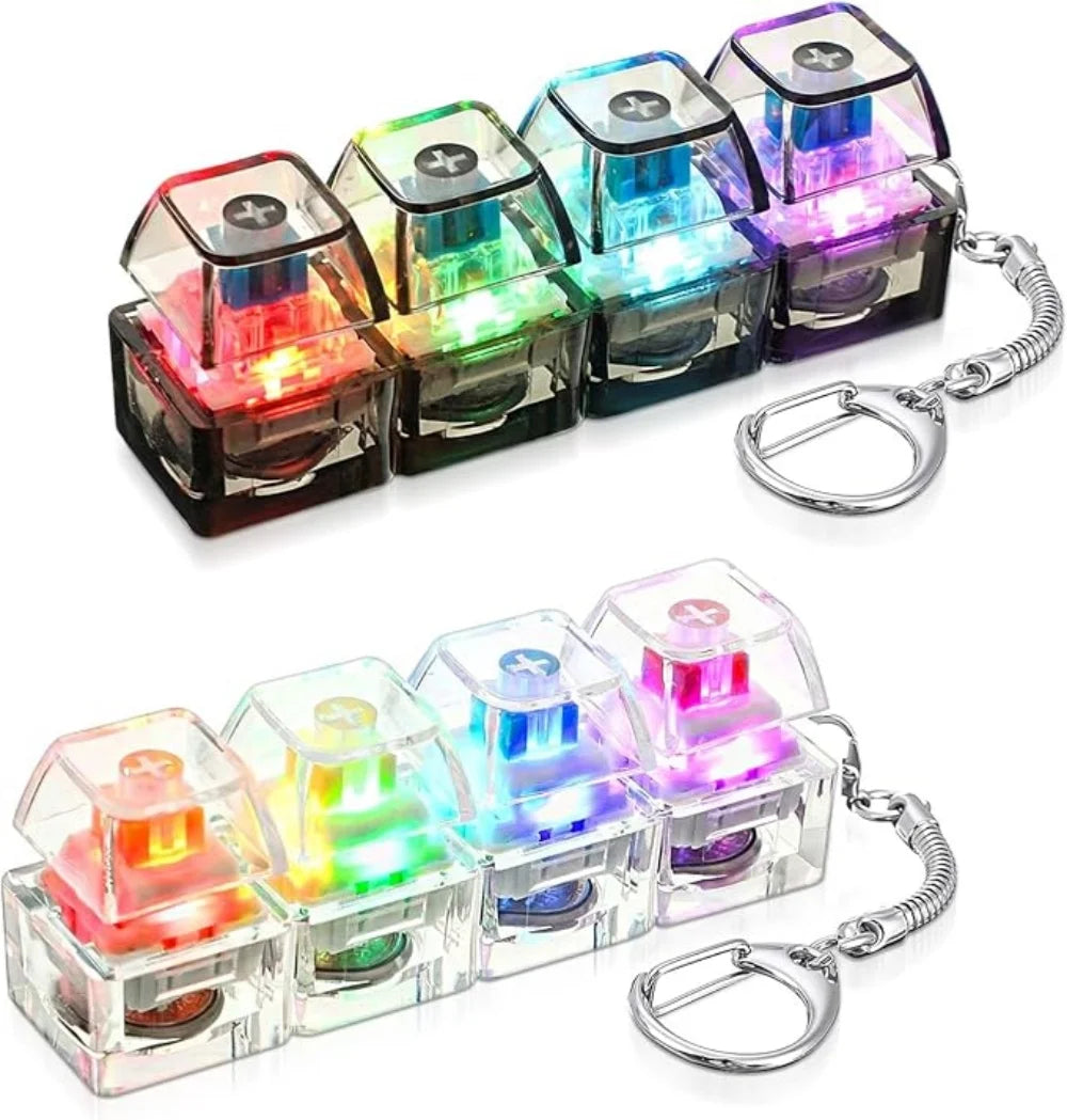 1PC Light Up Keyboard Keychain Stress Relief Clickable LED Button Toy ...